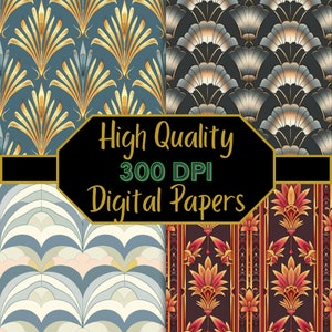 Art Deco Digital Paper Pack, Seamless Pattern Designs, 12x12 ...