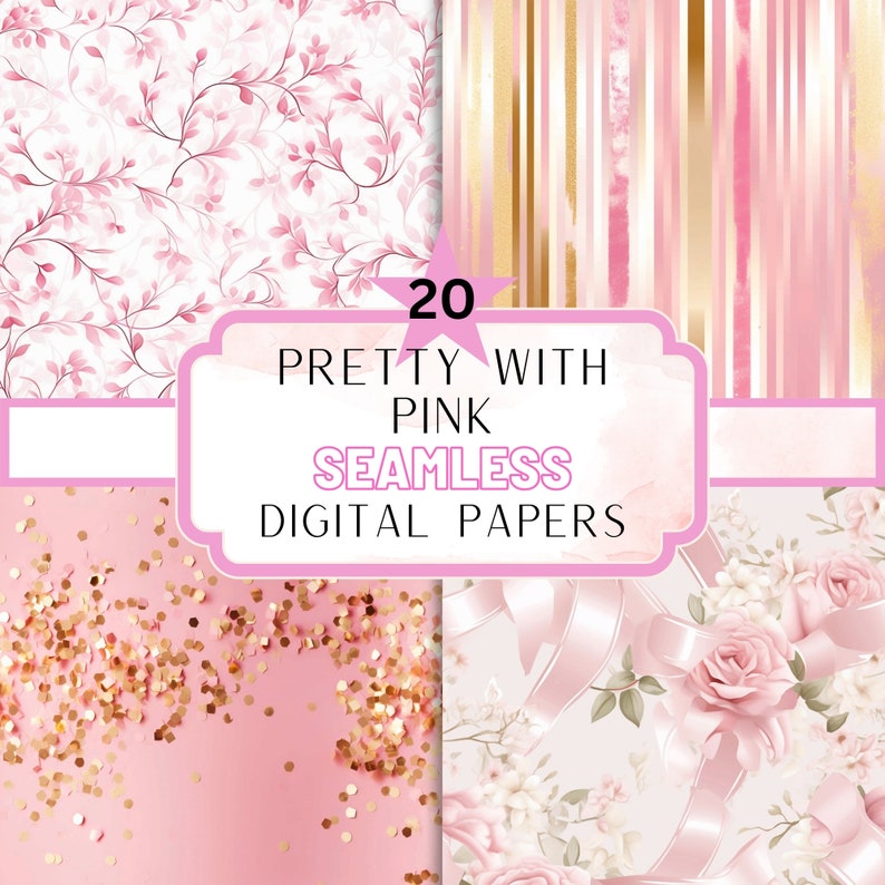 Soft Pink Coquette Seamless Digital Papers, 12x12 Patterns, Seamless ...