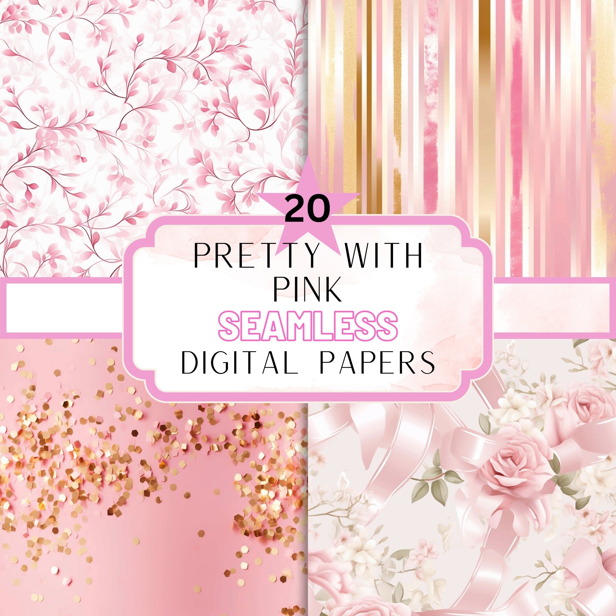 Soft Pink Coquette Seamless Digital Papers, 12x12 Patterns, Seamless ...