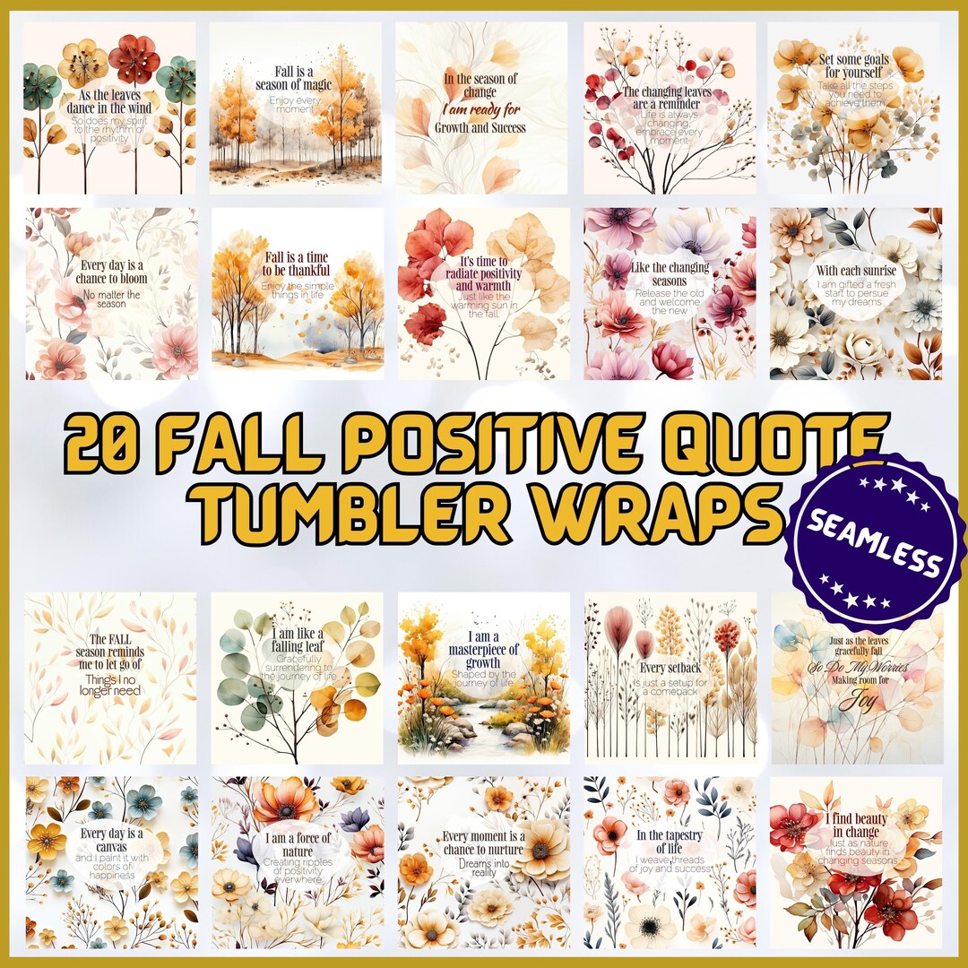 Fall Positive Affirmation 20oz Seamless Tumbler Sublimation Design ...