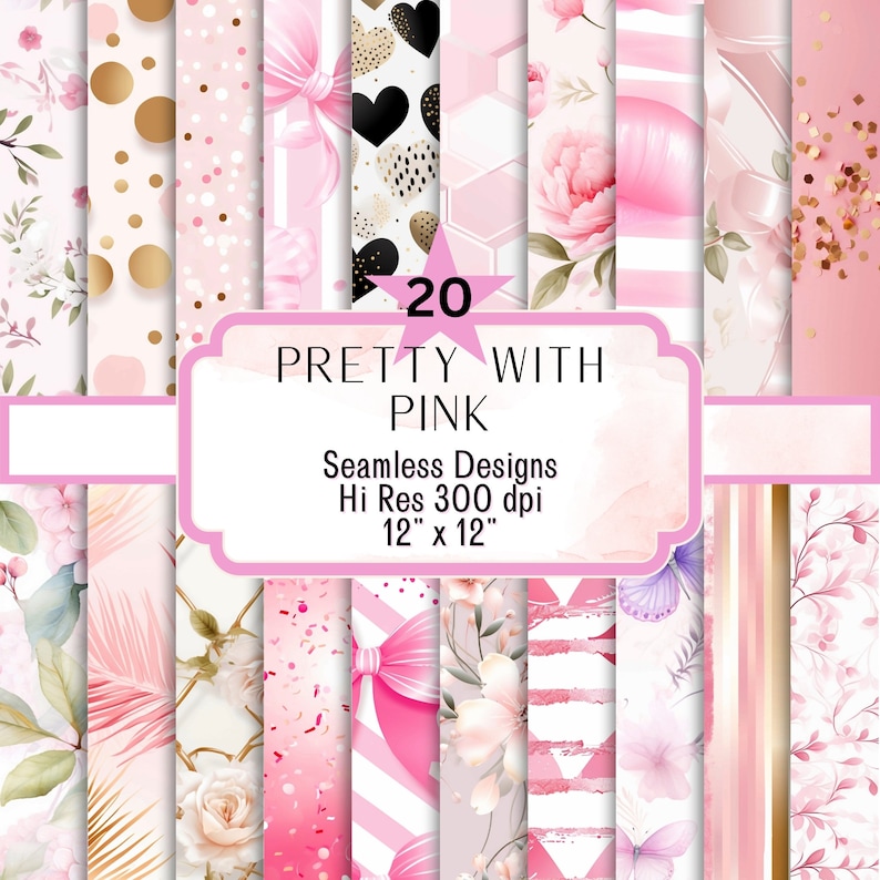 Soft Pink Coquette Seamless Digital Papers, 12x12 Patterns, Seamless ...