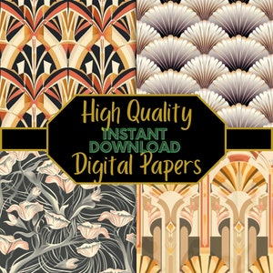 Art Deco Digital Paper Pack, Seamless Pattern Designs, 12x12 ...