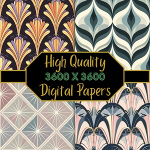 Art Deco Digital Paper Pack, Seamless Pattern Designs, 12x12 ...