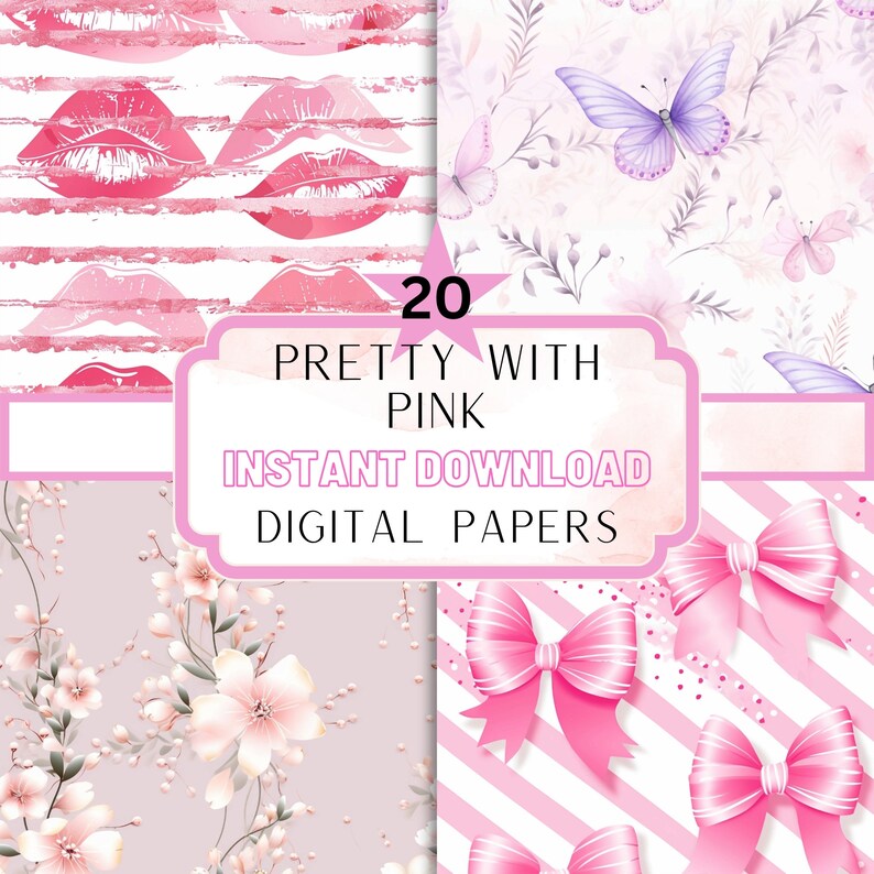 Soft Pink Coquette Seamless Digital Papers, 12x12 Patterns, Seamless ...
