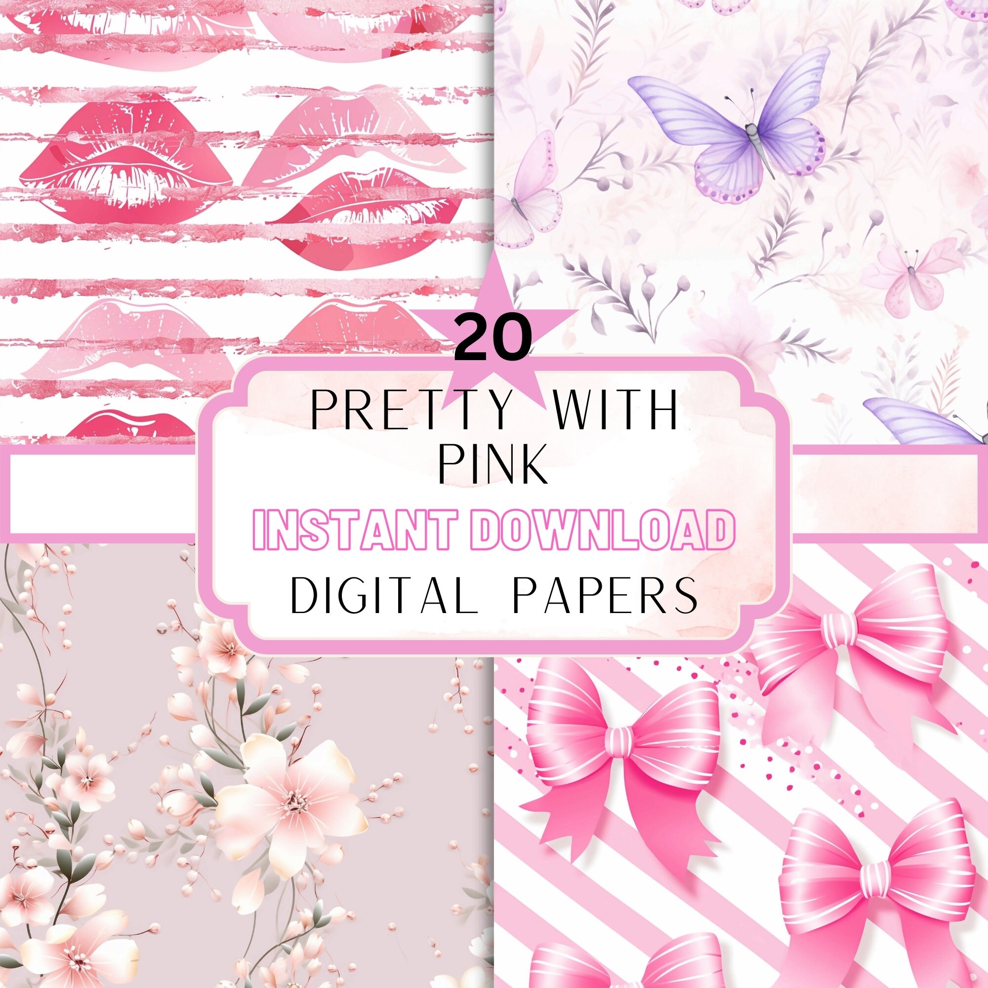 Soft Pink Coquette Seamless Digital Papers, 12x12 Patterns, Seamless ...