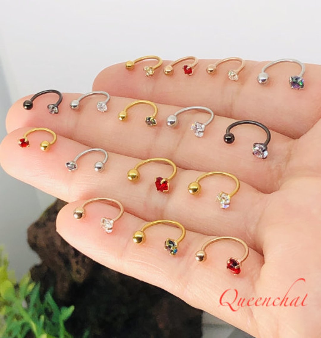 20G (0.8mm) Jewelled Horse Shoe Barbell, Septum Ring, Captive Ring ...