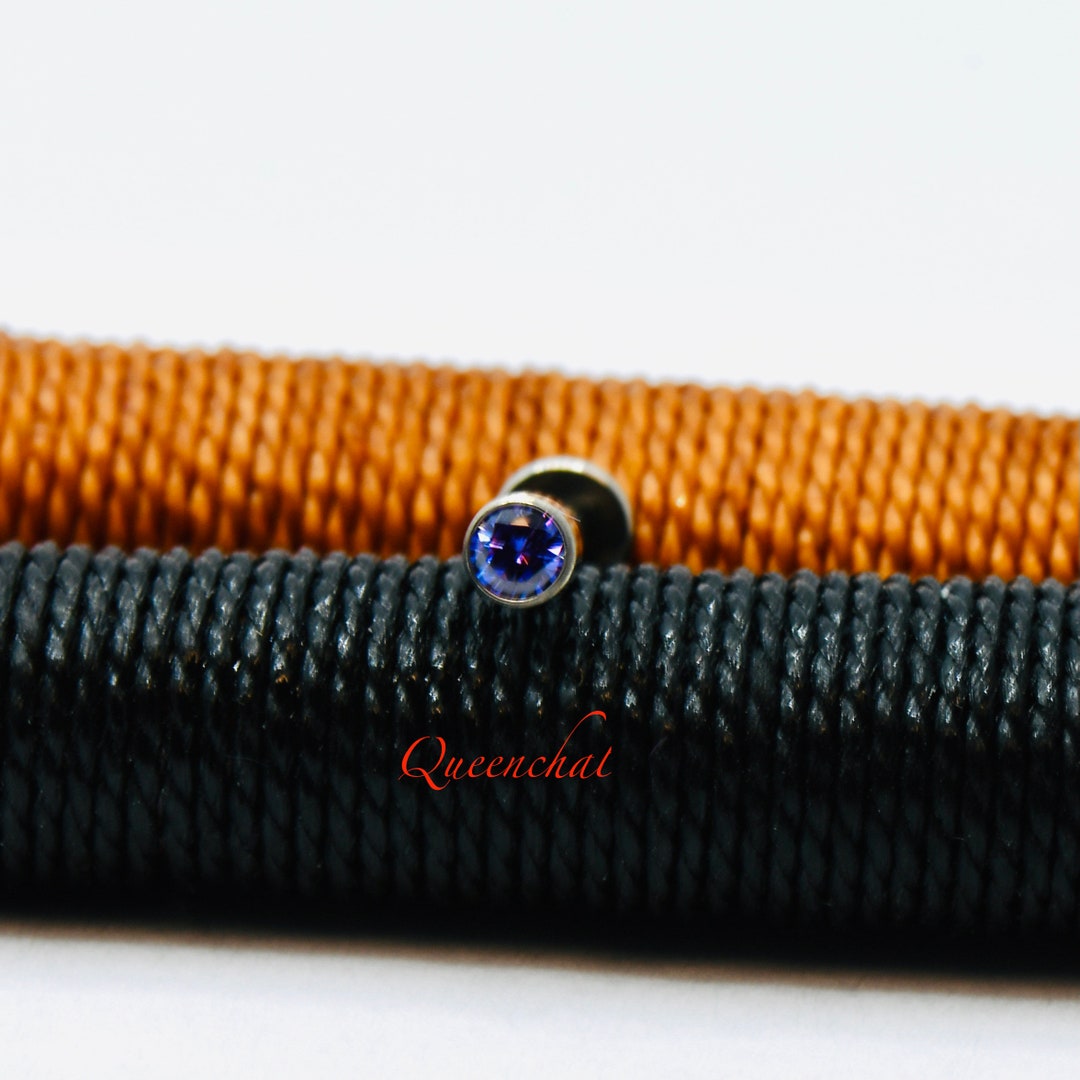 F136 Titanium 16G Drum Shape Labret With Purple CZ Internally Threaded ...