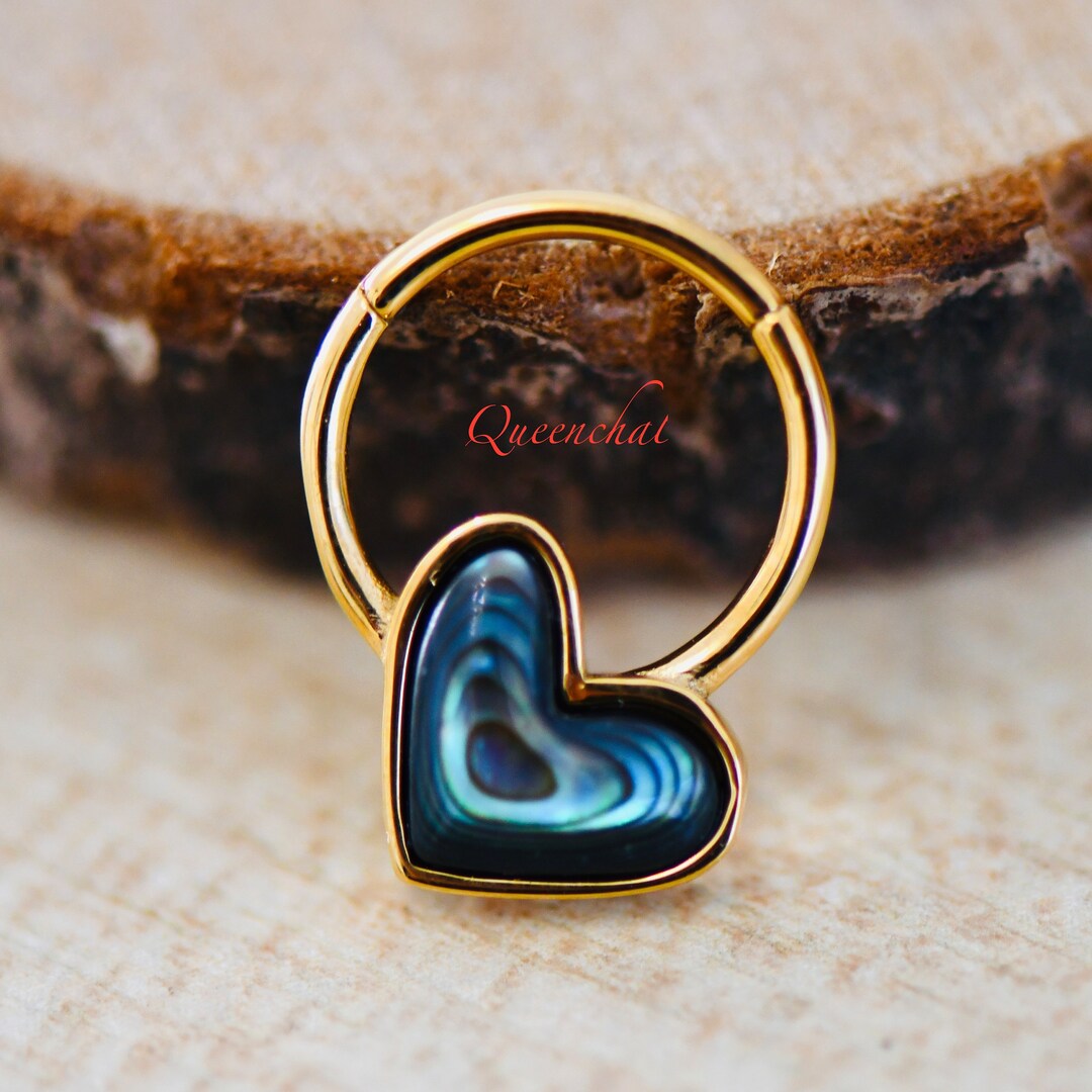 16G 316L Surgical Steel Abalone Heart Septum Ring Cartilage Piercing ...