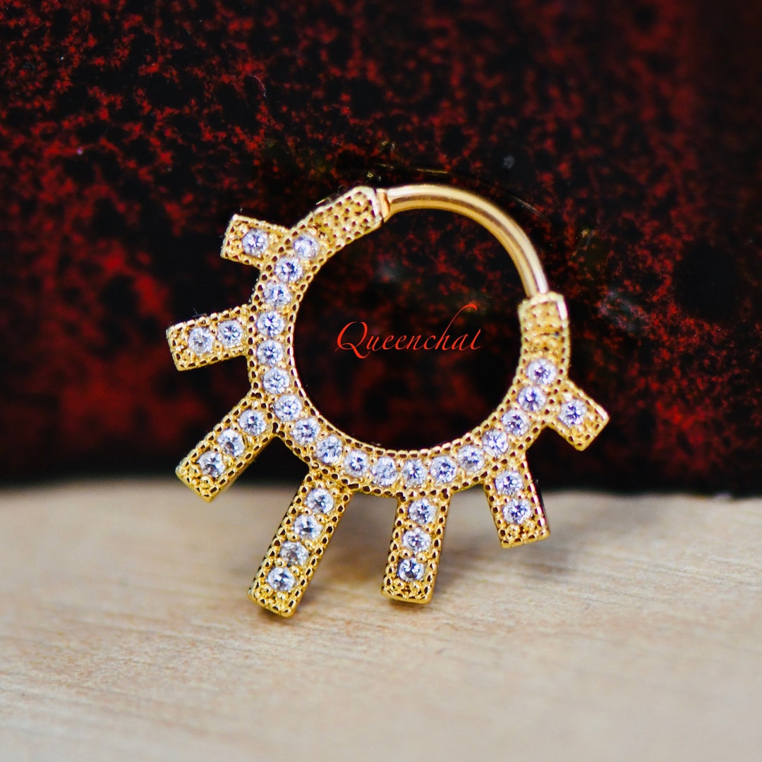 16G 316L Surgical Steel Sun Rays Septum Cartilage Piercing Earring Gold ...