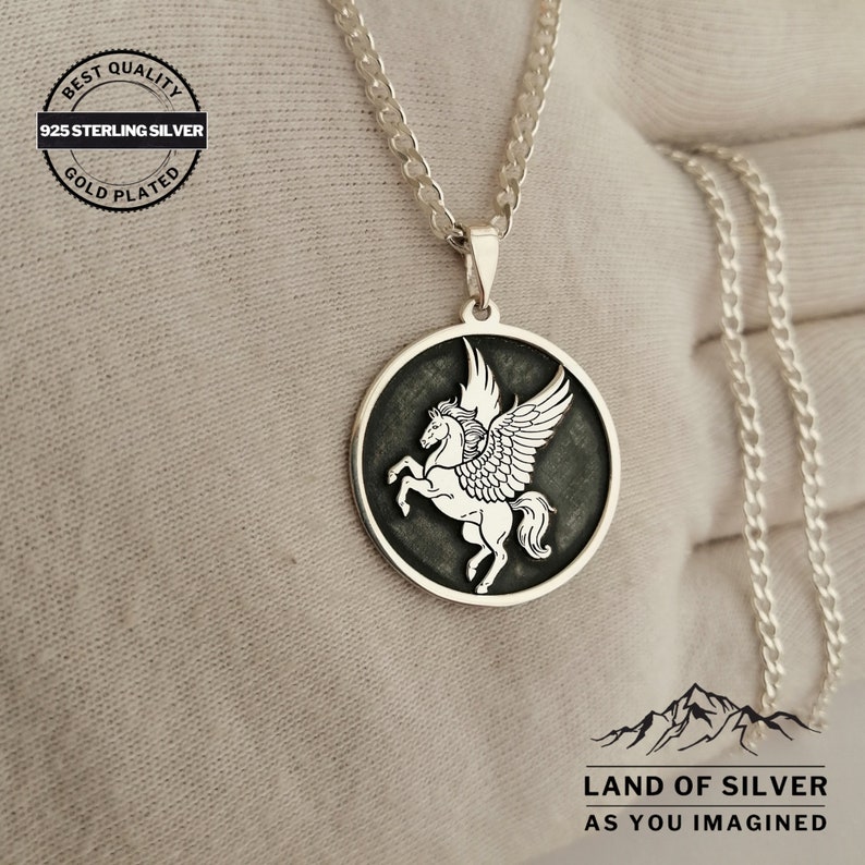 Sterling Silver Pegasus Pendant Winged Horse Pegasus - Etsy