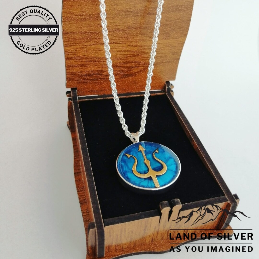 Customizable Trident Locket Necklace, Poseidon Sea God Talisman ...
