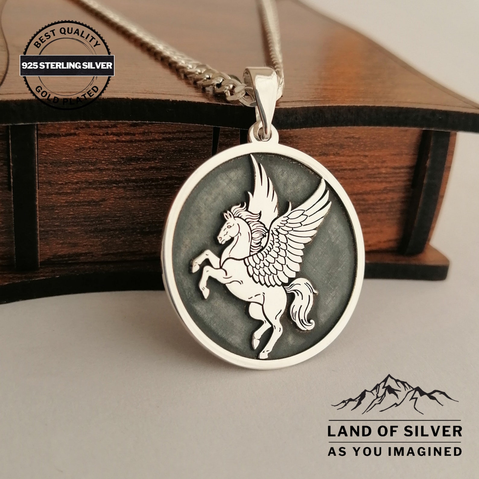 Sterling Silver Pegasus Pendant Winged Horse Pegasus - Etsy