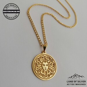 Customizable, Gold Plated Medusa Necklace, 925 Sterling Silver Necklace ...
