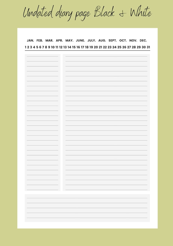 Daily undated diary pages 5 colours incl B&W. | Etsy