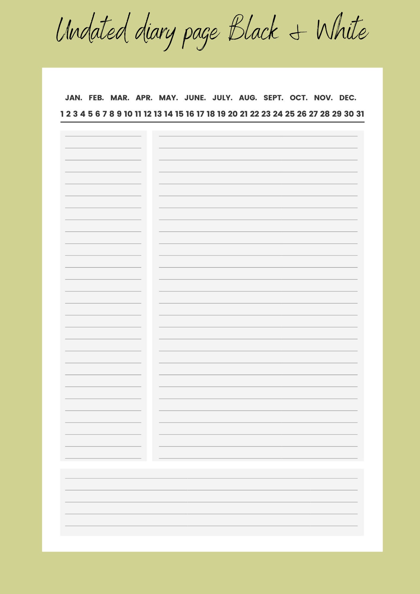 Daily Undated Diary Pages, 5 Colours (incl, B&W). - Etsy UK