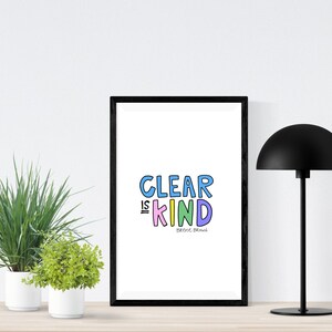 Brene Brown - Clear is Kind - Quote Print - Wall Art - Digital Print - Etsy