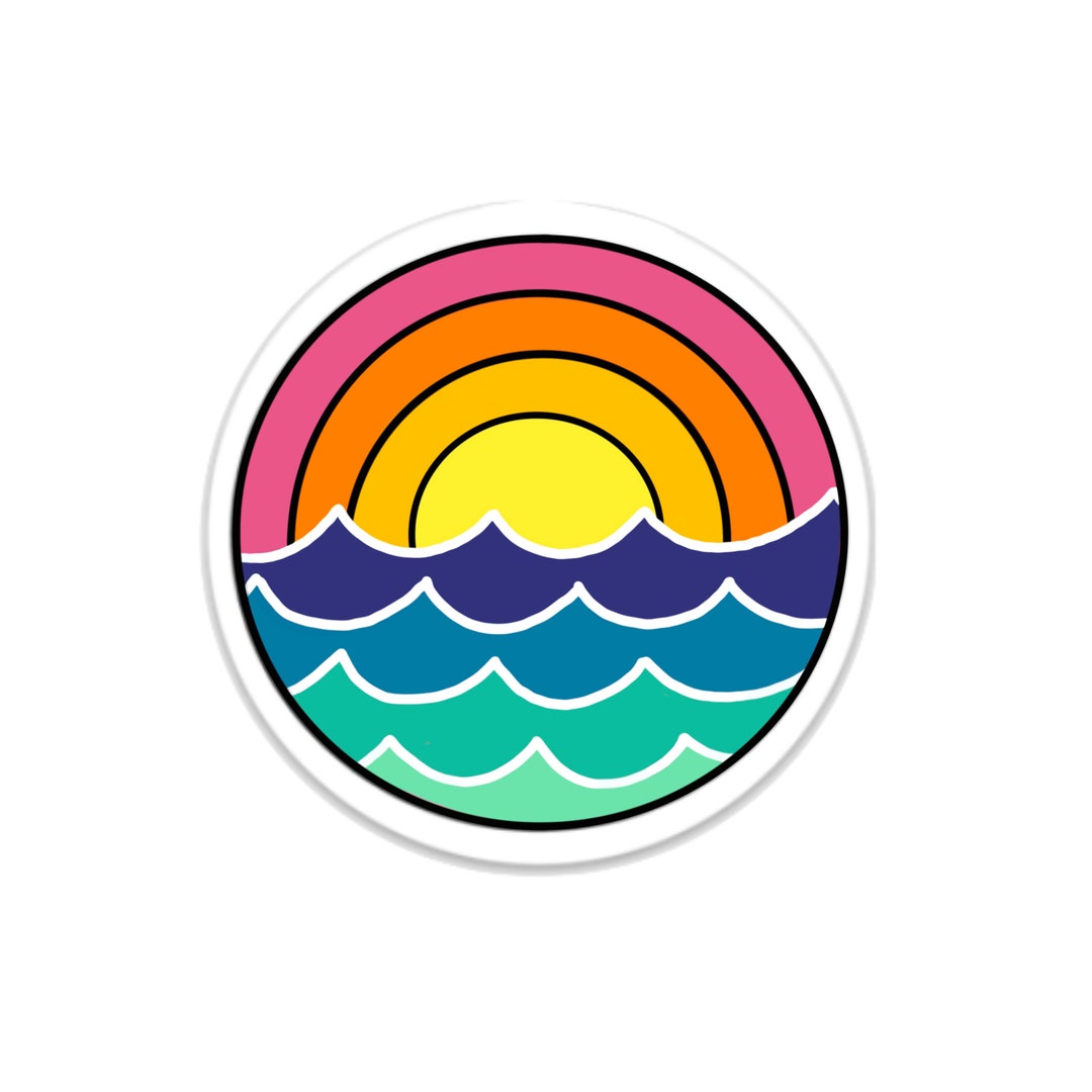 Ocean Beach Sunset Vinyl Sticker - Etsy