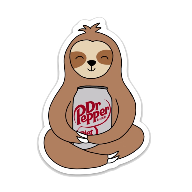 Diet Dr. Pepper Sloth - Cute Vinyl Sticker - Etsy