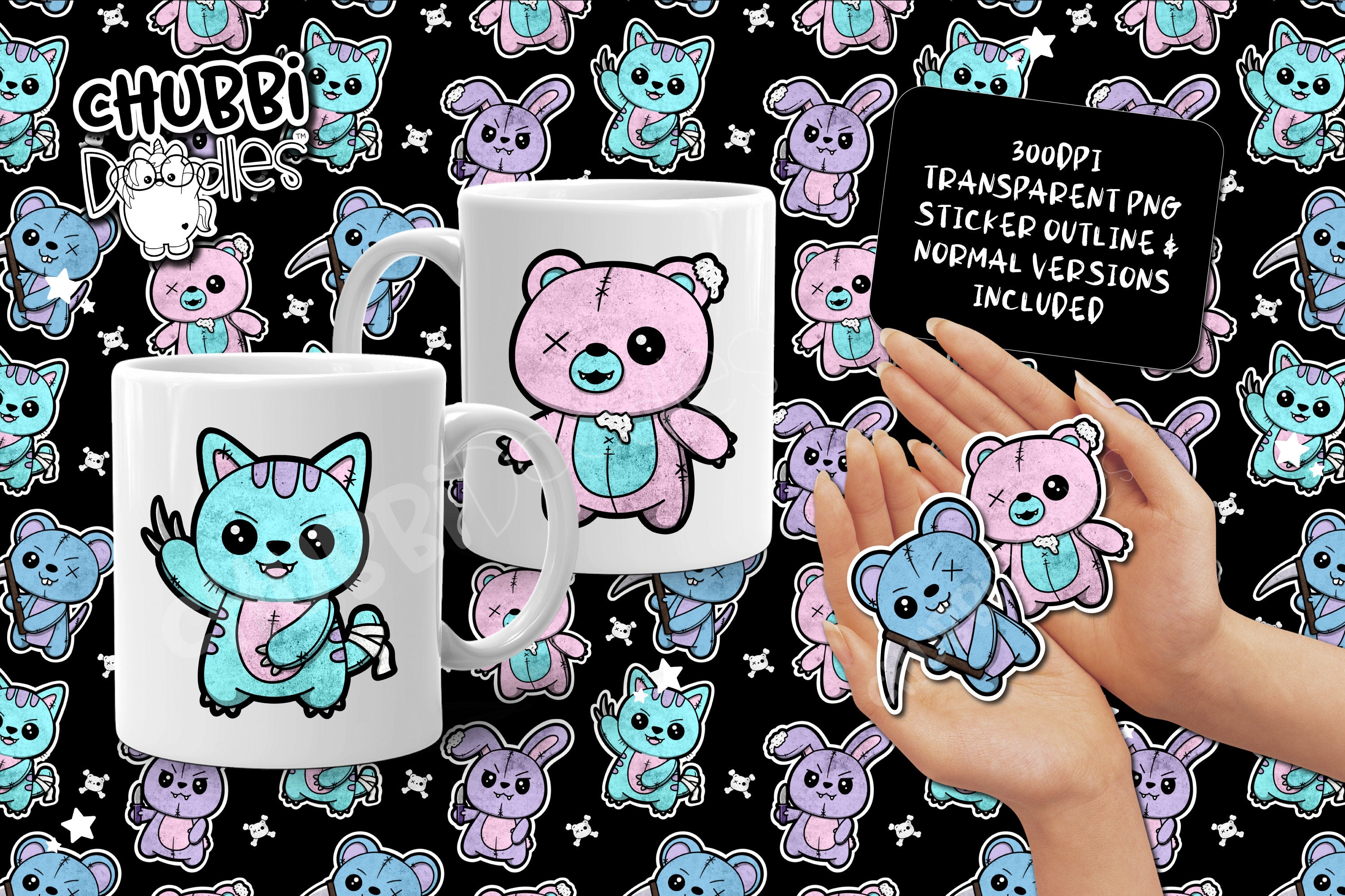 Stuffie Death Squad Clipart Set Alternative Goth Horror DTF Sublimation ...