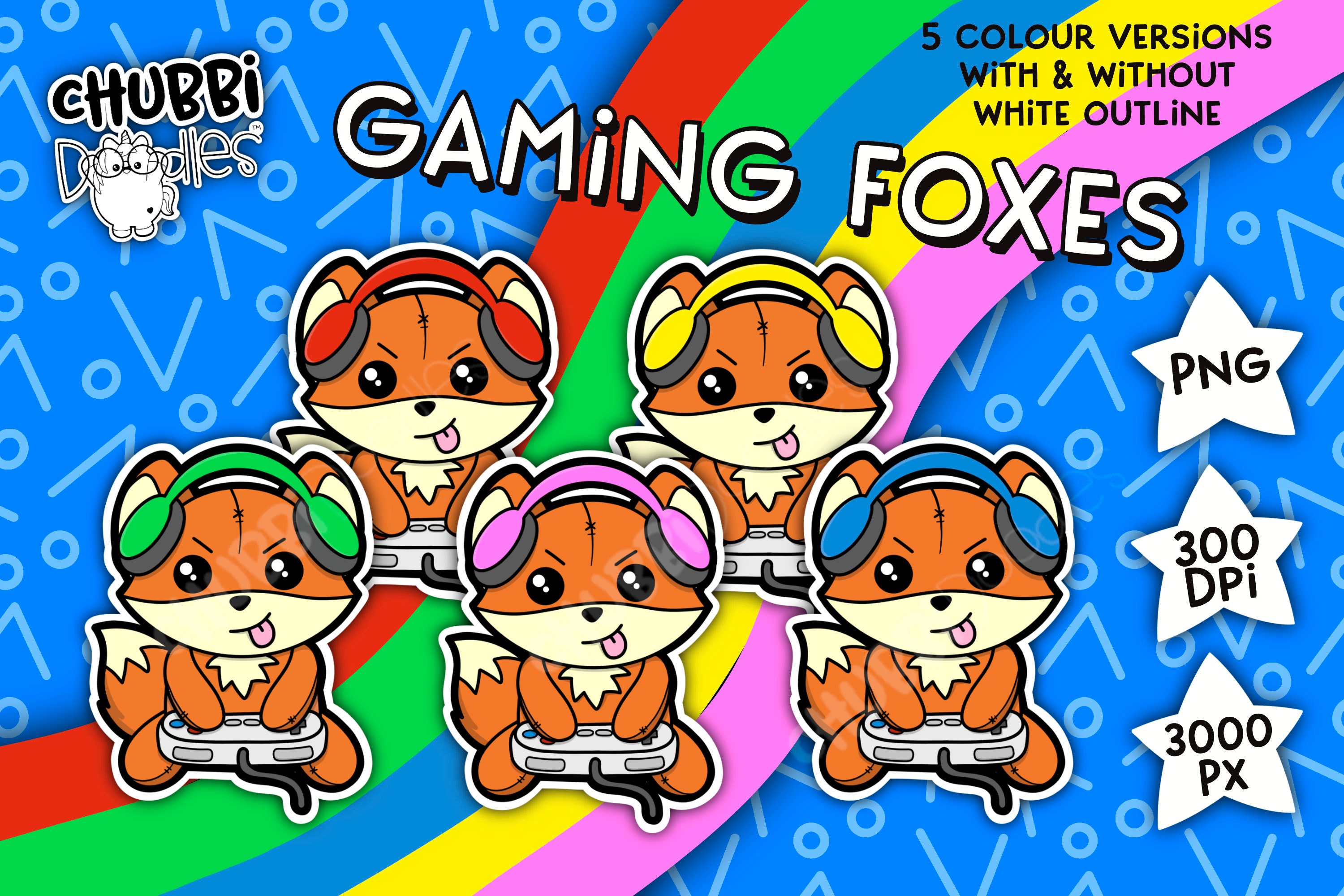 Cute Gaming Fox Illustration Sublimation Stickers PNG - Etsy