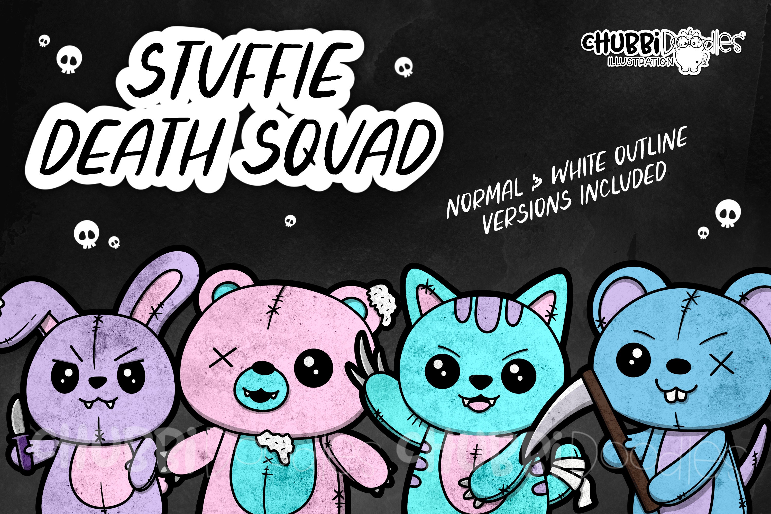 Stuffie Death Squad Clipart Set Alternative Goth Horror DTF Sublimation ...