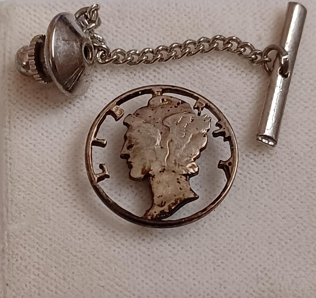 925 Mercury Dime Silver Coin Winged Liberty Head Dime Cut-out Tie Tack ...