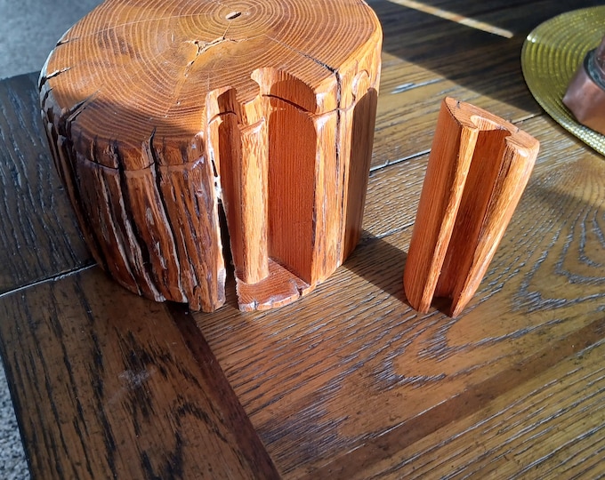 Puzzle Box Wood Tree Stump Elm or Pine Trinket Jewelry Box Handmade 5 ...