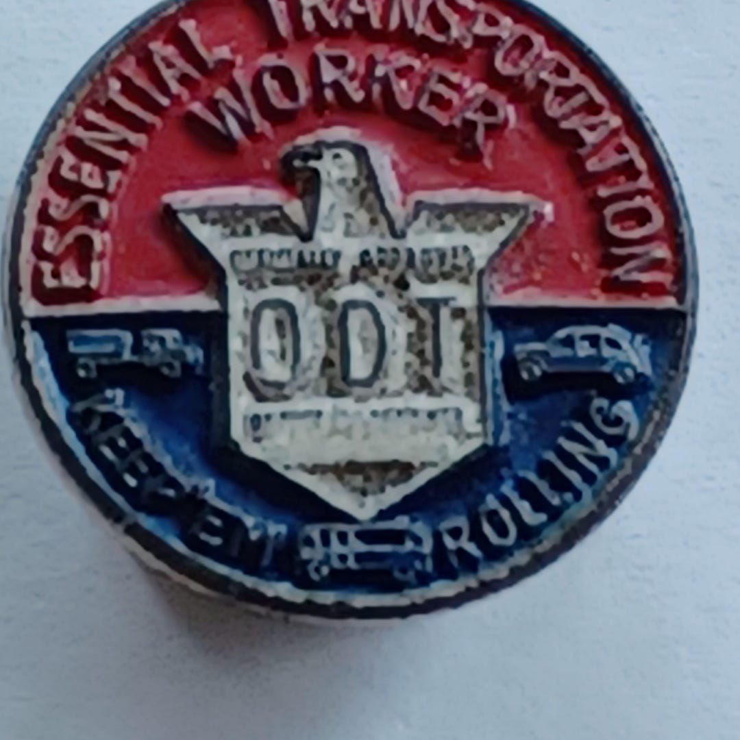 1945 WWII Essential Transportation Worker Pin Office of Defense OST ODT ...