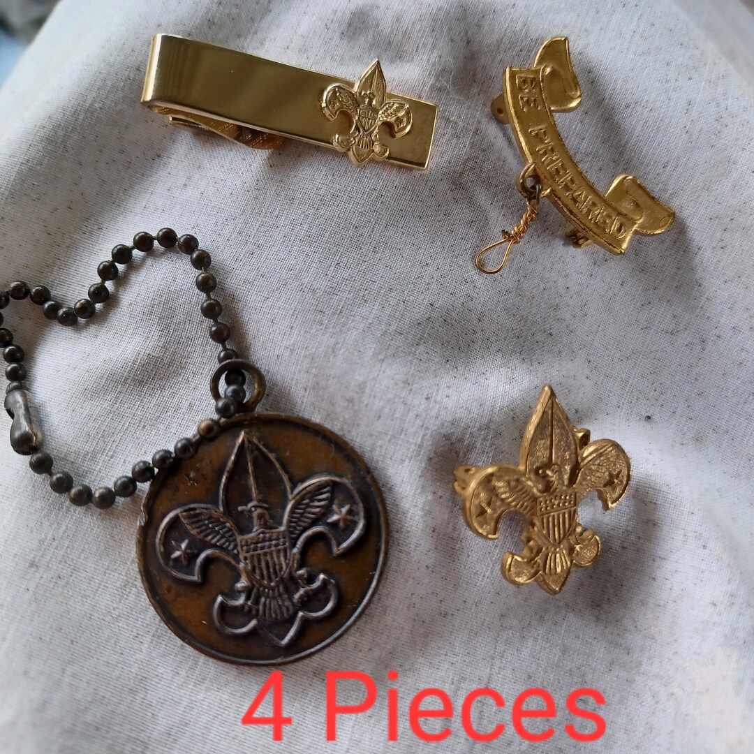 1960's Boy Scout Metals Pin Key Chain Tie Bar Badge Patch Uniform ...