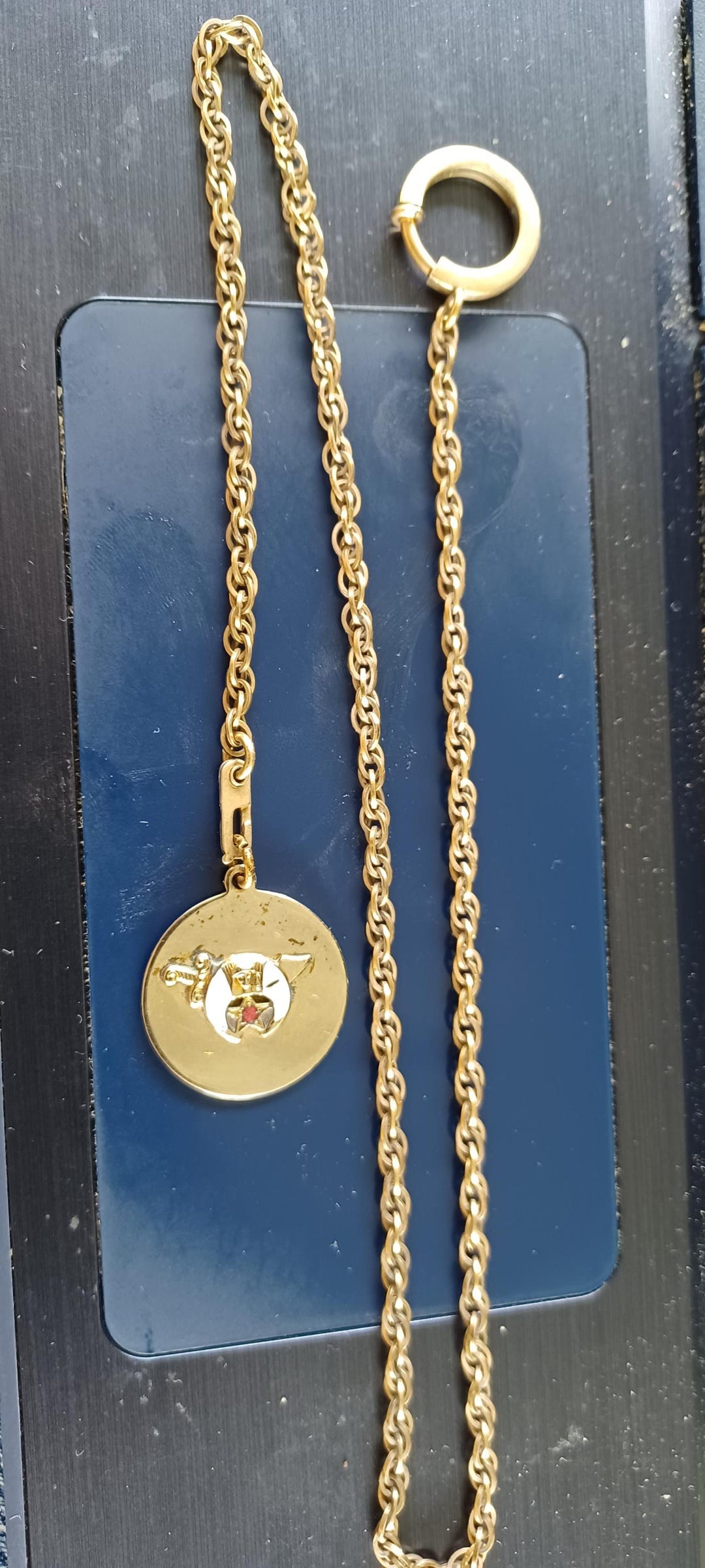 Pocket Watch Chain Shriner Freemason Fob 18 Inch Gold Plated Mason Fob ...