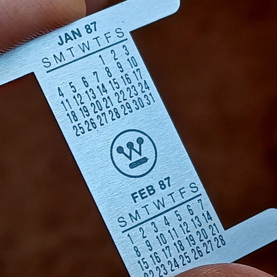 1987 WESTINGHOUSE Watch Wrist Band Calendar NOS Mint … - Gem