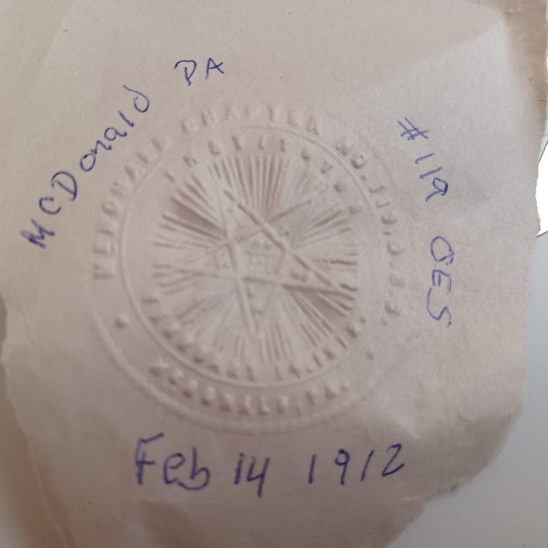 1912 OES Order of the Eastern Star Seal Stamp Fraternal Organization ...