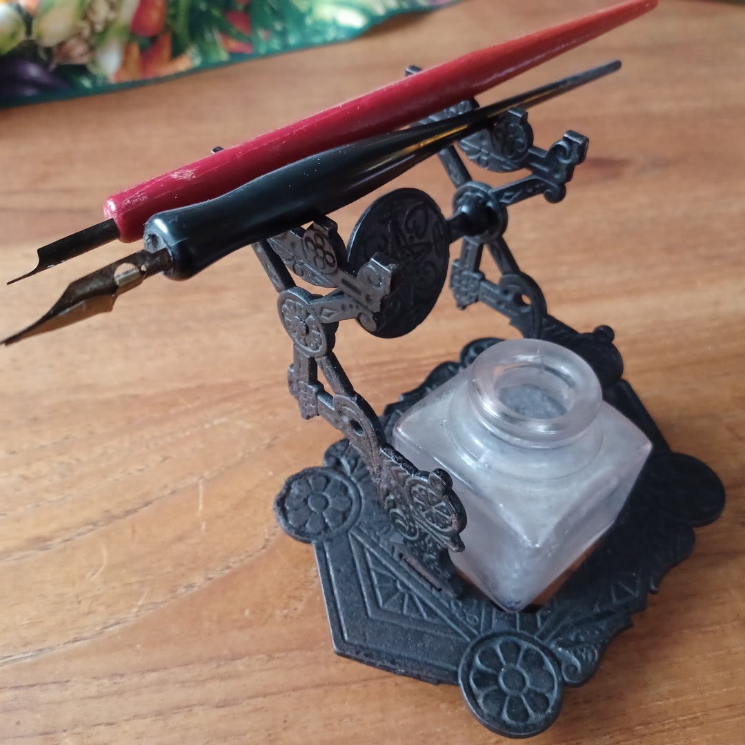 1879 Inkwell & Pen Stand JUDD Cast Iron Doorstop, Bank Co Rare DIAMOND ...