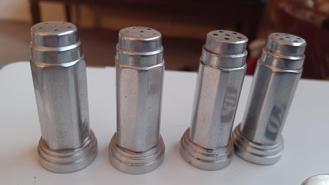 Skyscraper Salt & Pepper Shakers - 2 Pair Art Deco Style All Aluminum ...