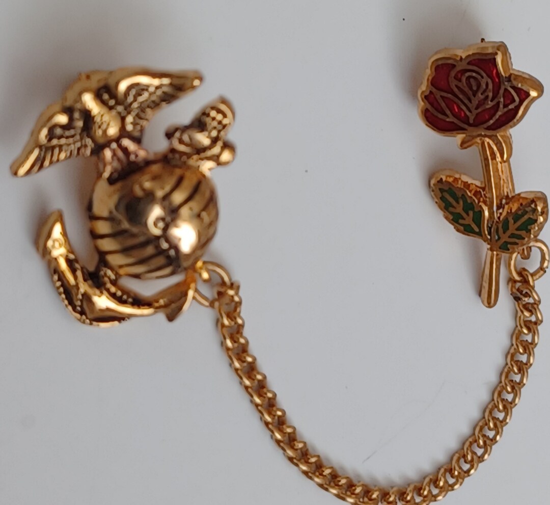1962 Vietnam Era US Marine Corps Sweetheart Pin Chain Rose NOS Original ...
