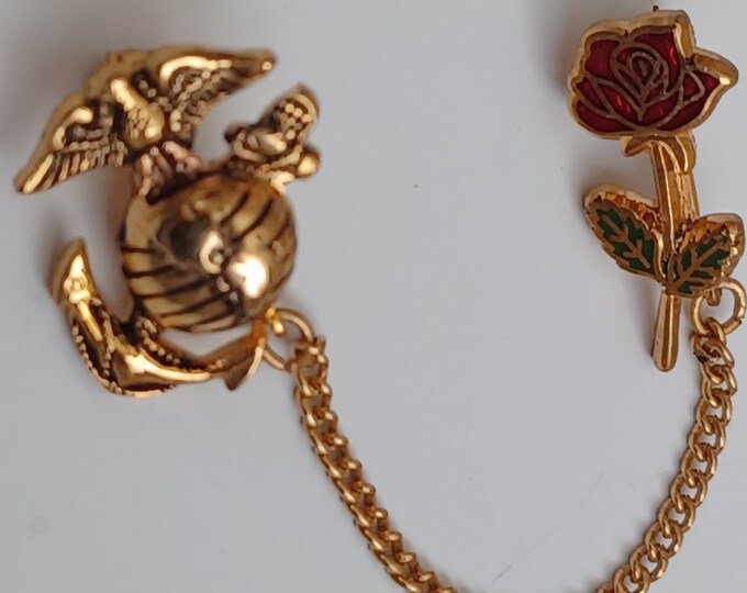1962 Vietnam Era US Marine Corps Sweetheart Pin Chain Rose NOS Original ...