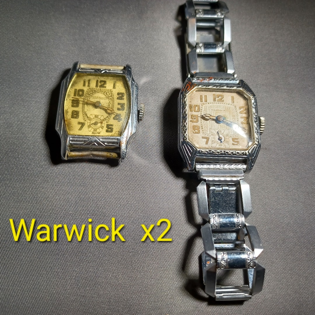 1918 Warwick Art Deco Foldable 14K GP Knickerbocker Case 15 Jewels Swiss Watch Runs Needs a ...