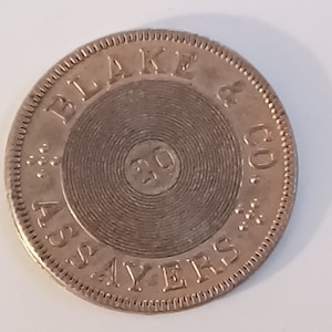 1855 GOLD Faux 20 DOLLAR Gold Token Coin California Blake & Co ...