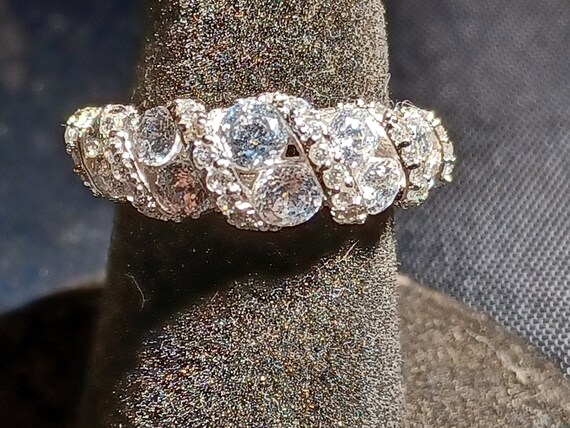 Sterling .925 Silver 70 CZ set simulated diamonds SEVENTY Bling Bling Ring Brilliant Zubic Zirconia Etsy