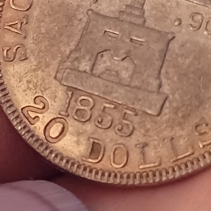 1855 GOLD Faux 20 DOLLAR Gold Token Coin California Blake & Co ...