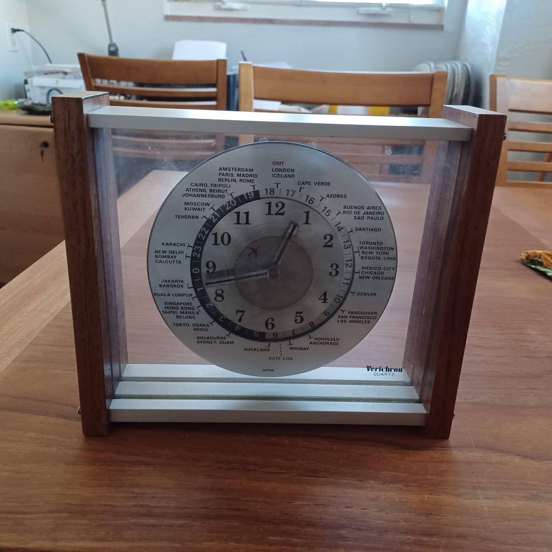 Verichron World Clock Mid-century Modern Multi Time Zone and Countries ...