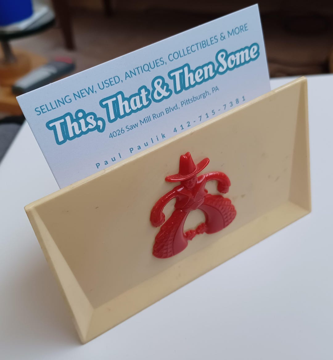 Bakelite Business Card Holder Cowboy Rodeo Wooly Chaps Spurs Desktop ...