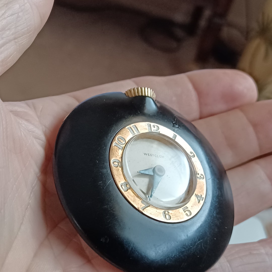 1935 PURSE Watch Pocket Watch Westclox Handbag Art Deco Bakelite Clock ...