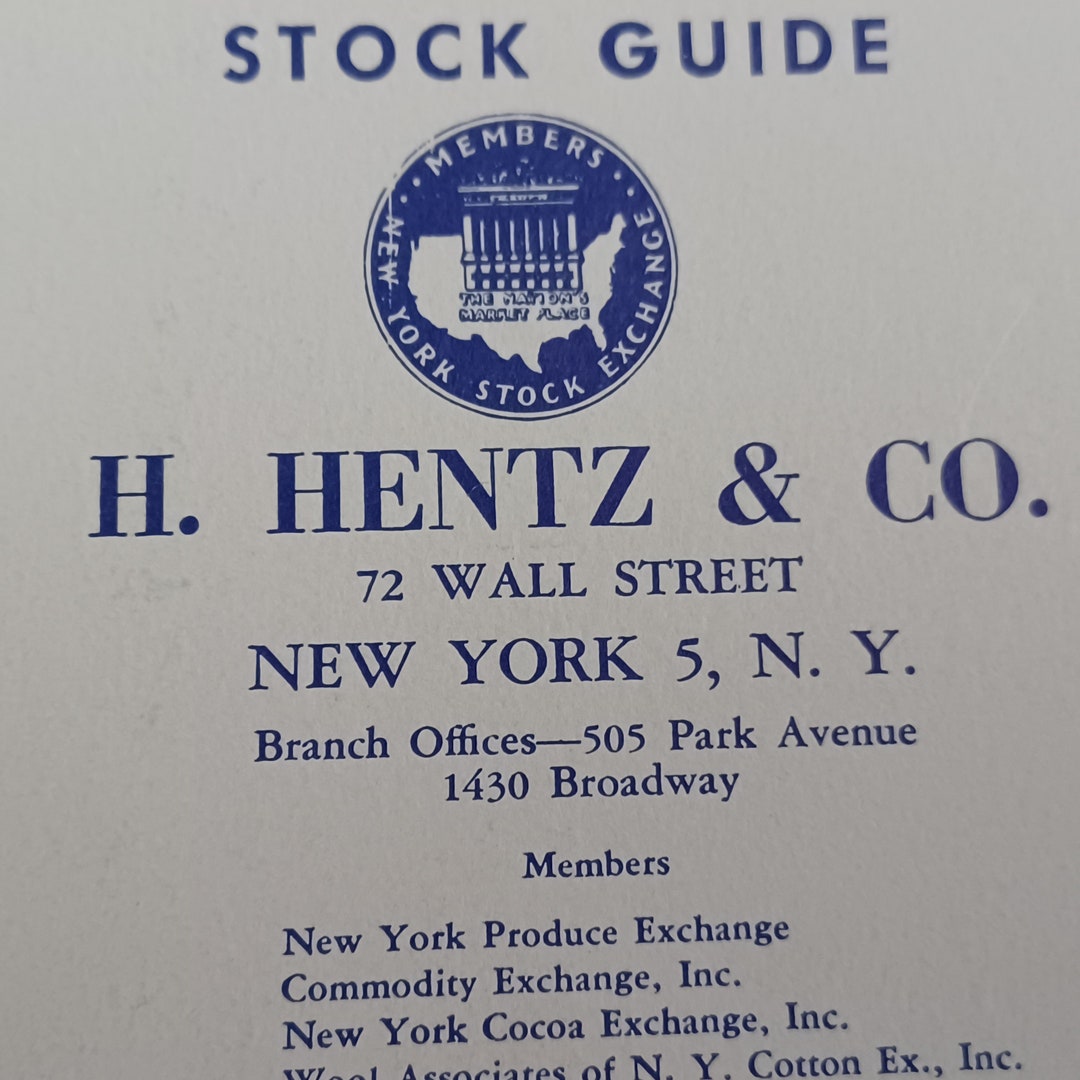 1964 H. Hentz and Co Stock Guide Standard & Poor's Softcover Very Good ...