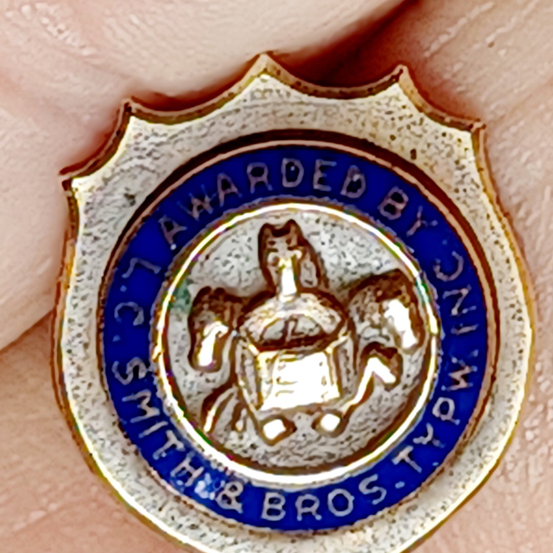 1903 to 1925 Typing Award Bronze Pin L. C. Smith & Brothers Employee ...