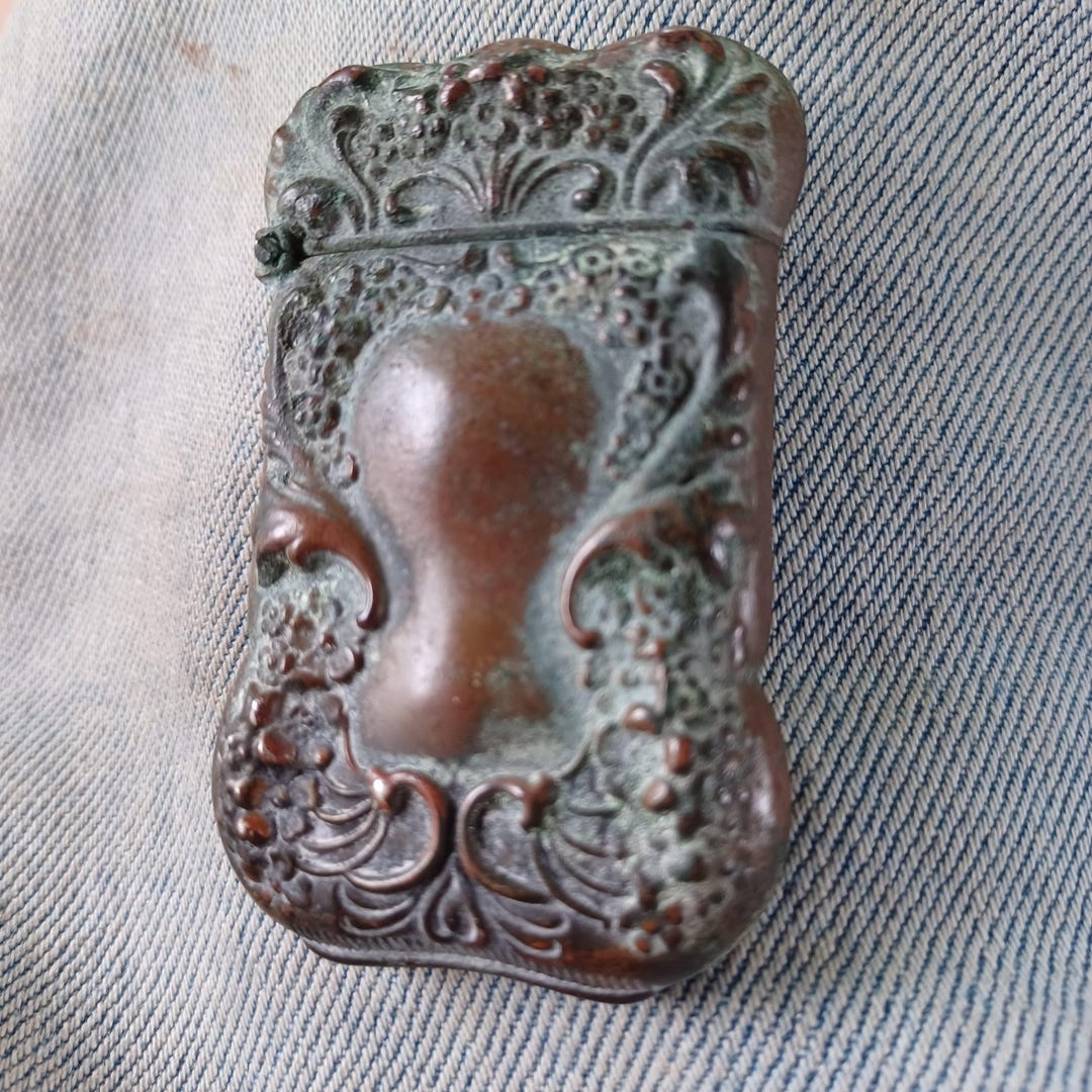 1890's Match Safe Copper W/ Striker Art Nouveau Patina as Found Lid ...