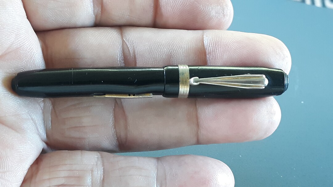 RARE MINI Micro Ink Pen WELSHARP Fountain Pen Black Micro Lever Filler ...