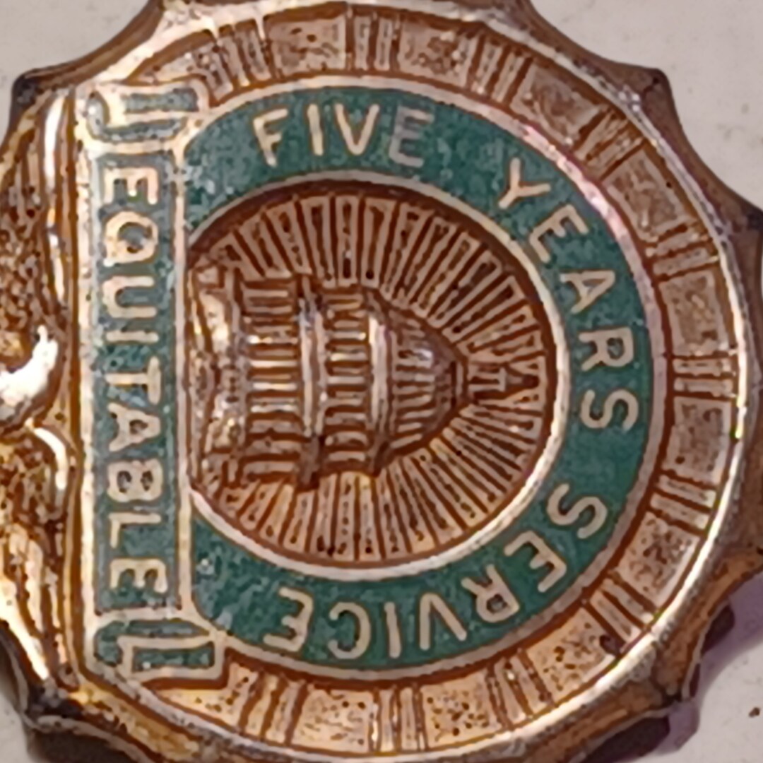 EQUITABLE Sterling 5 Year Pin Award Capitol Dome Gold on Green Service ...