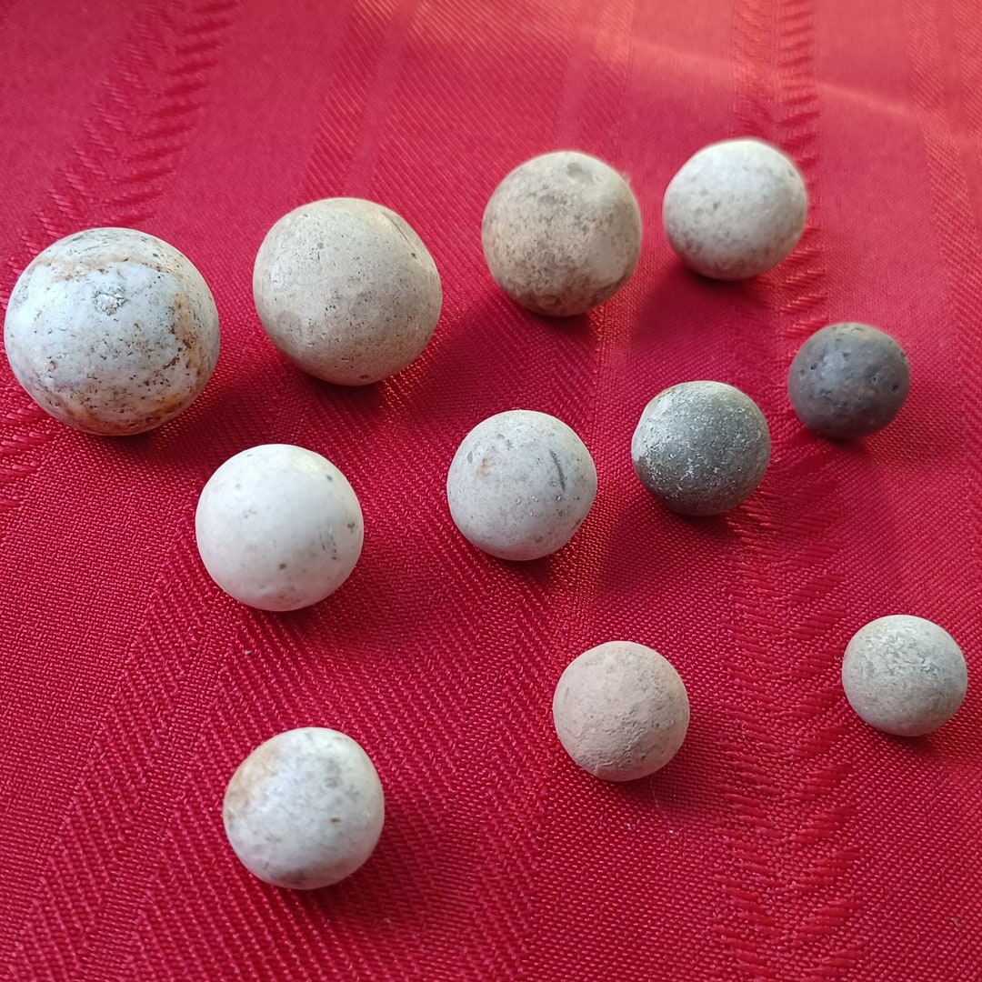 12 Clay Marbles Toy Civil War Era Revolutionary Times All Different ...