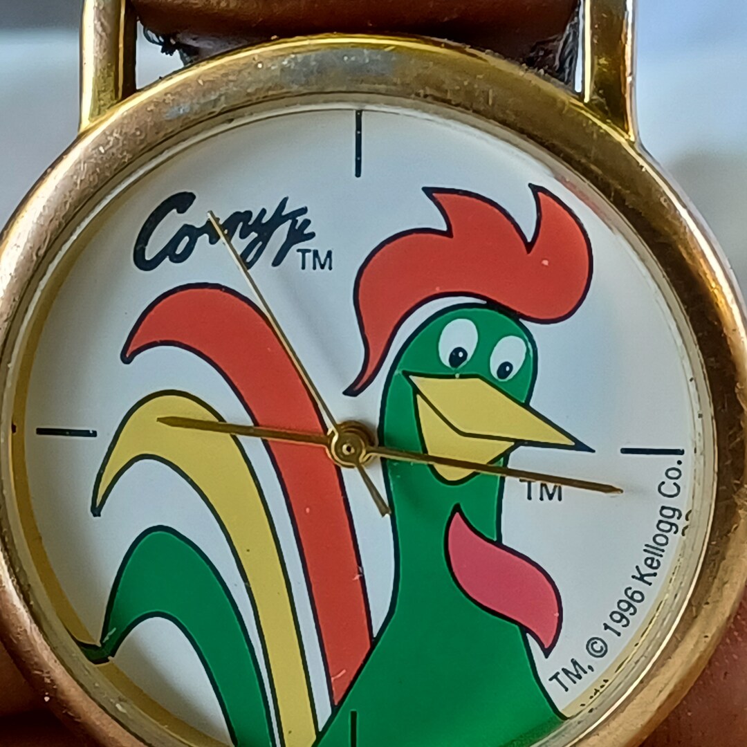 1996 Watch CHARACTER Corny Corn Flakes KELLOGG'S Cereal Promo Rooster Chicken Working New ...